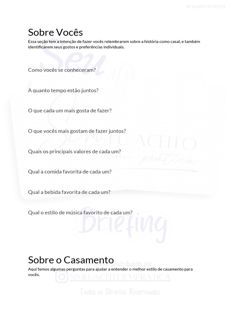 Briefing - Sim, Eu Aceito em Prática | PDF