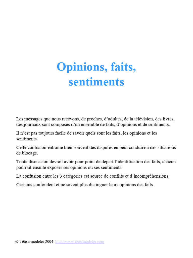 Opinions Faits Sentiments | PDF