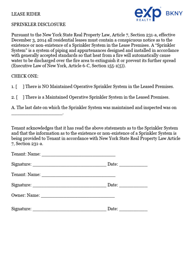 BKNY Lease Sprinkler Rider | PDF