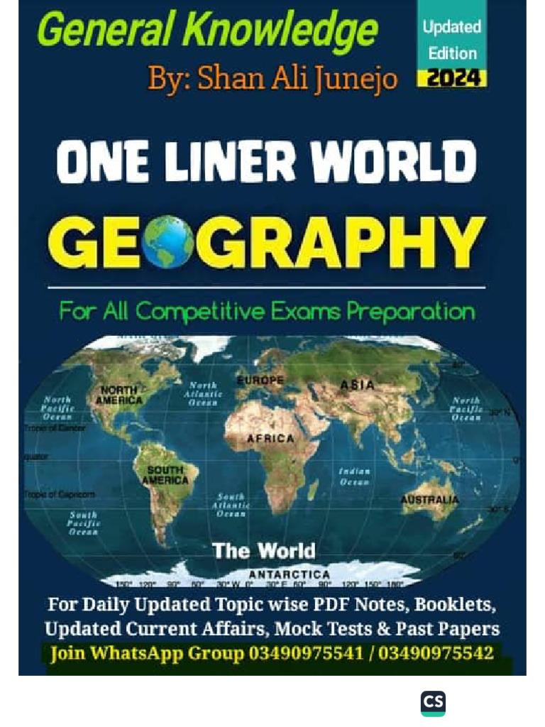 Topic Wise World Geography Updated 2024 by Shan Ali Junejo | PDF