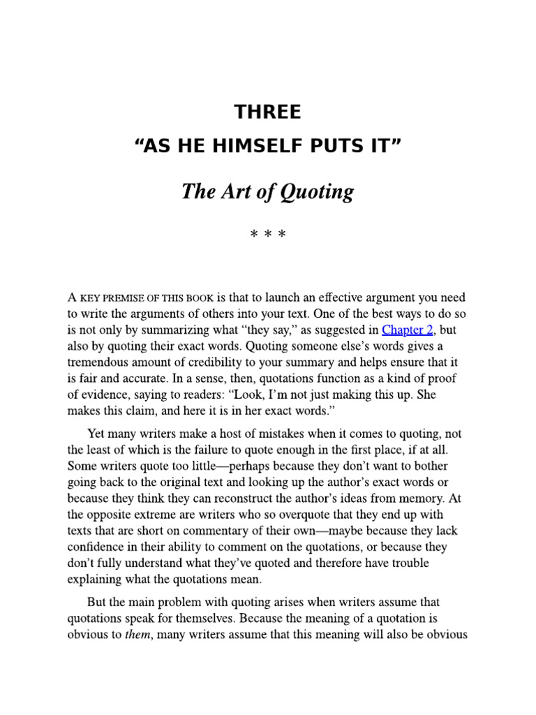 Gerald Graff, Cathy Birkenstein - Ch. 3 | PDF