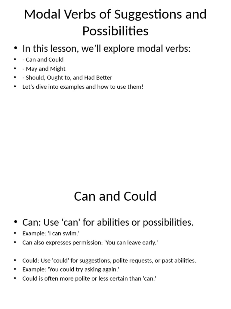 Modal Verbs Updated A2 | PDF