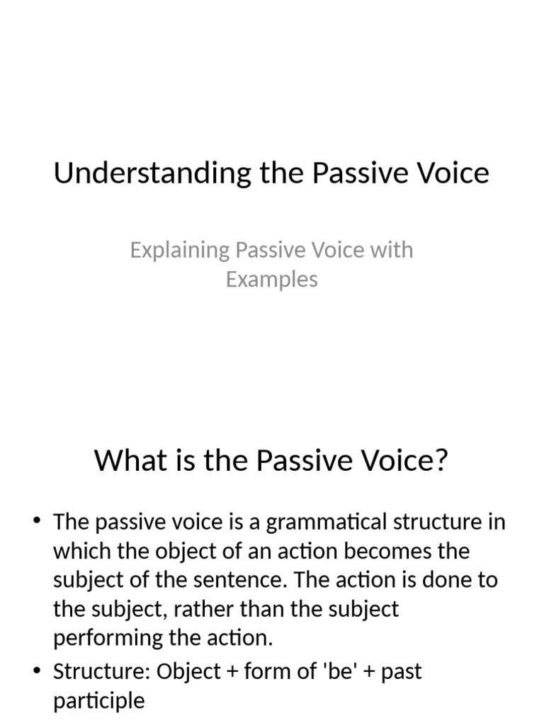 Passive Voice Explanation | PDF