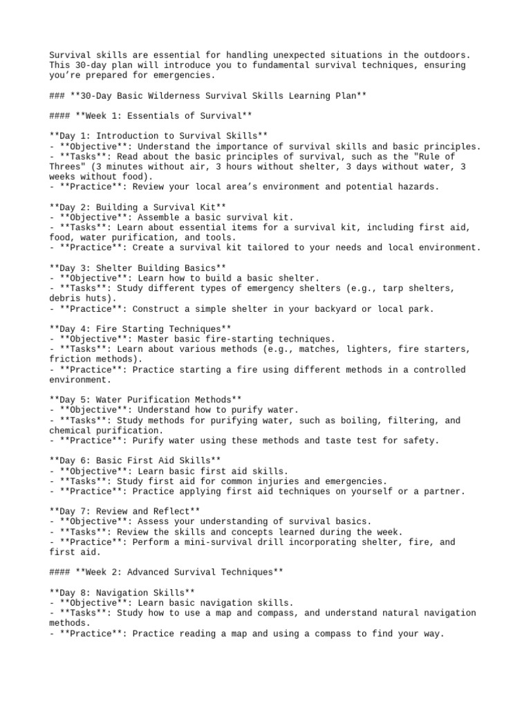 Basic Wilderness Survival Skills | PDF