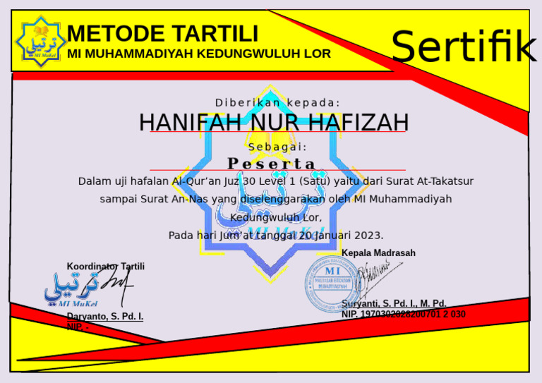 Sertifikat HANIFAH | PDF