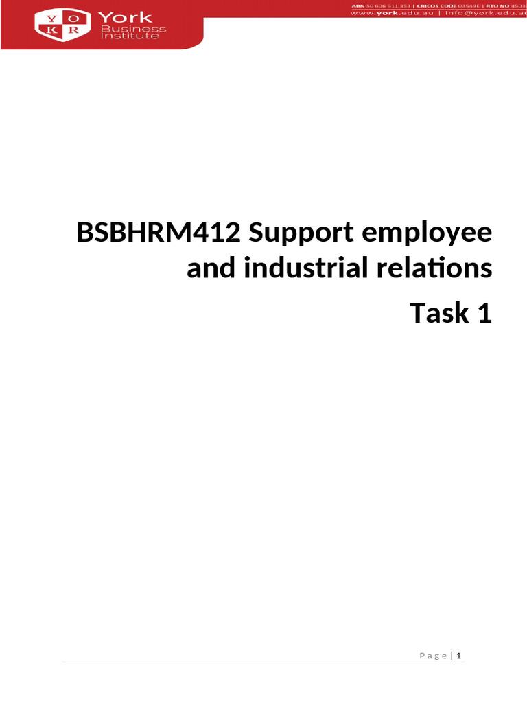 BSBHRM412 Assessment Task 1 Guideline 3 | PDF