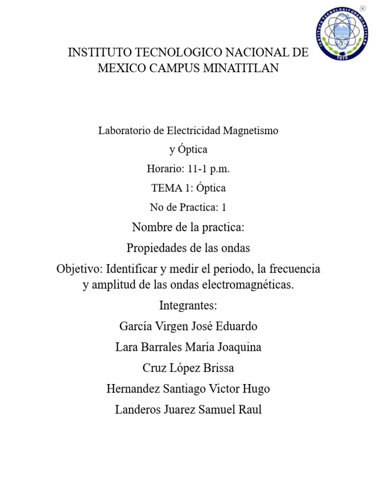 Practica No. 1 EMO Tema 1 | PDF | Olas | Frecuencia