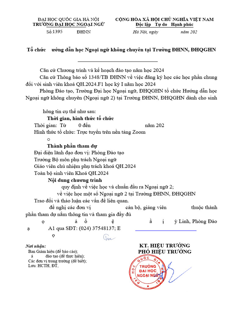 1395 - Hướng Dẫn Học NN2 QH.2024.F1 | PDF