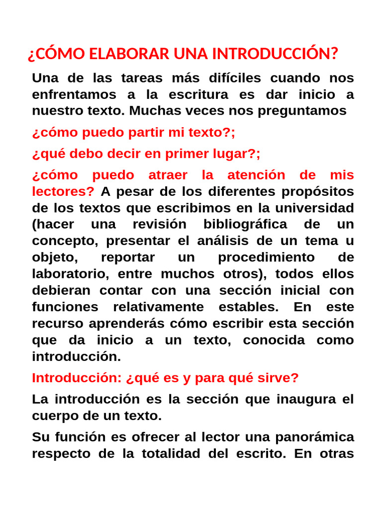 Cómo Elaborar Una Introducción | PDF