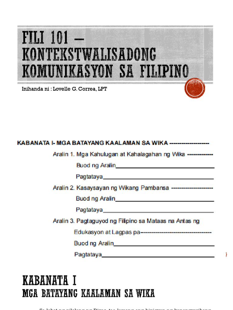 Kabanata 1 - Fili 101 | PDF
