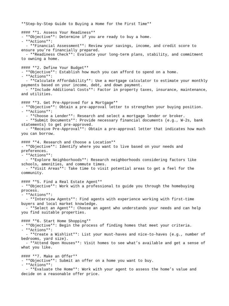 Step-by-Step Guide To Buying A Home For The First Time | PDF