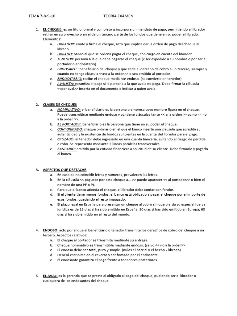 Exámen Piac Teoría | PDF