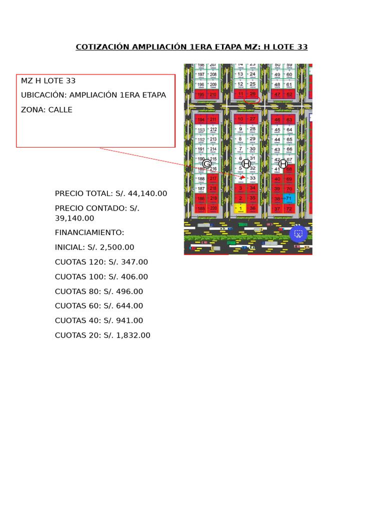 Cotización Mz H Lote 33 Pdf