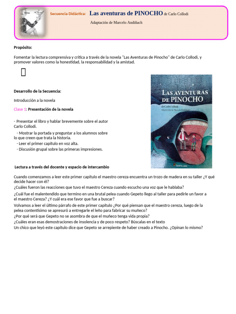 Secuencia Didáctica: Pinocho en Primaria | PDF | Pinocho