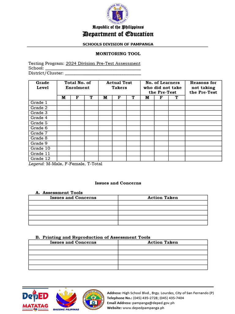 2024-Division-Pre-Test-Monitoring-Tool-1 | PDF
