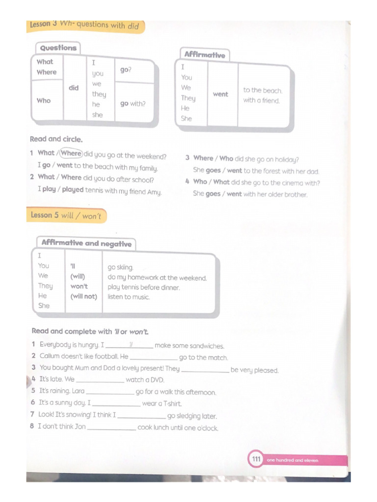 Lesson 3 WH - Questions With Did | PDF