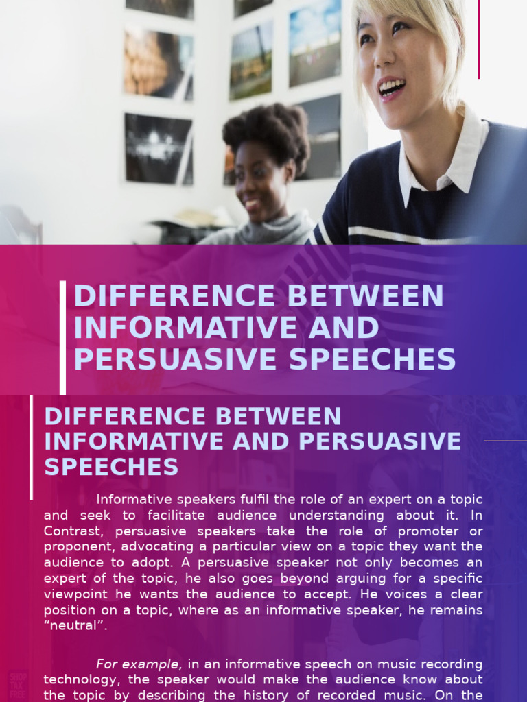 Difference Between Informative and Persuasive Speeches | PDF