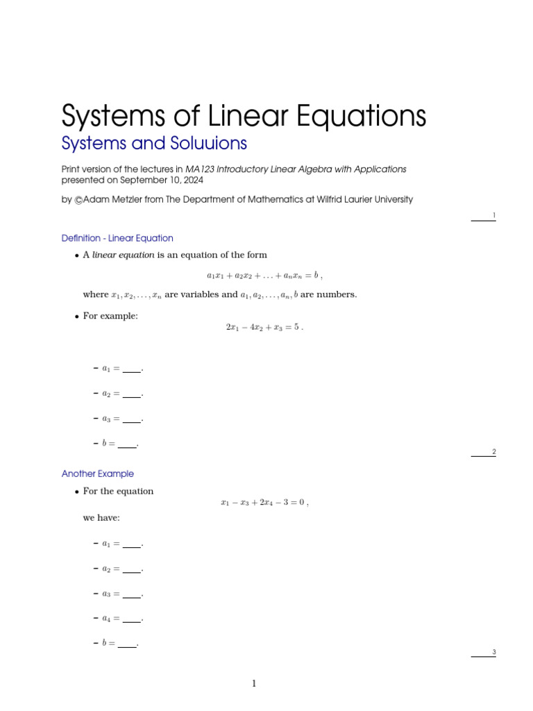 MA123 Systems Notes | PDF