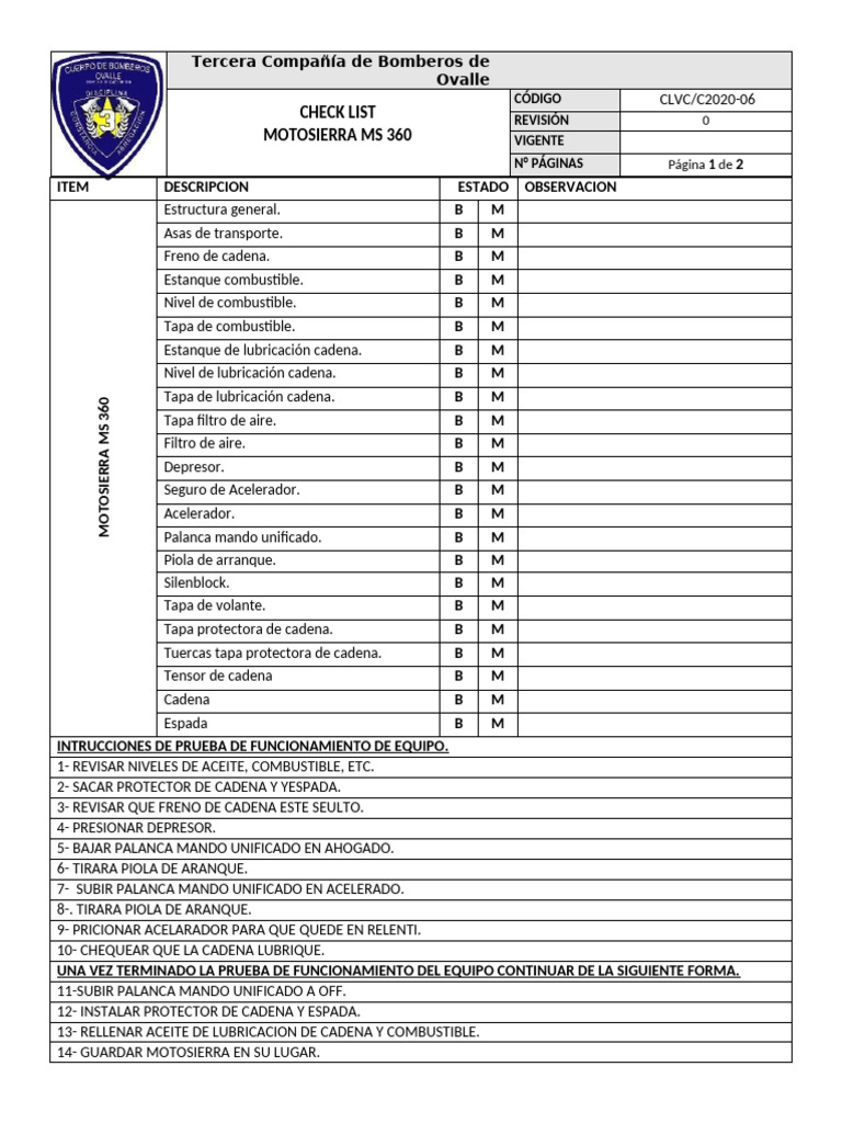 Check List 06 Ms 360 | PDF