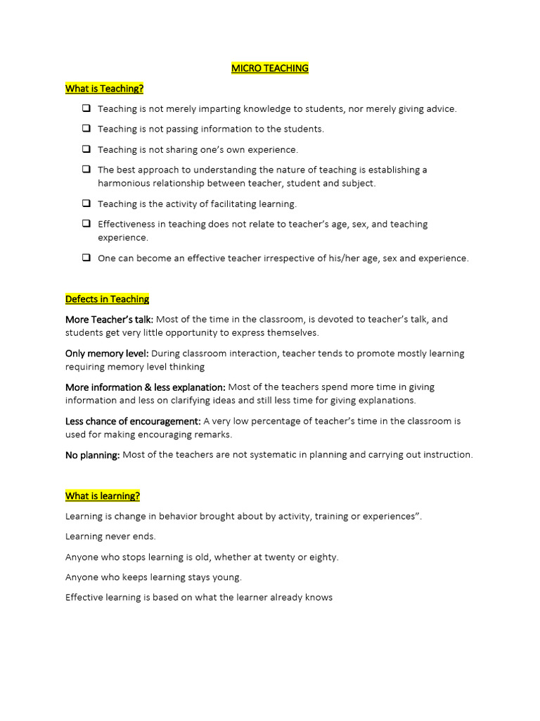 Micro Teaching | PDF