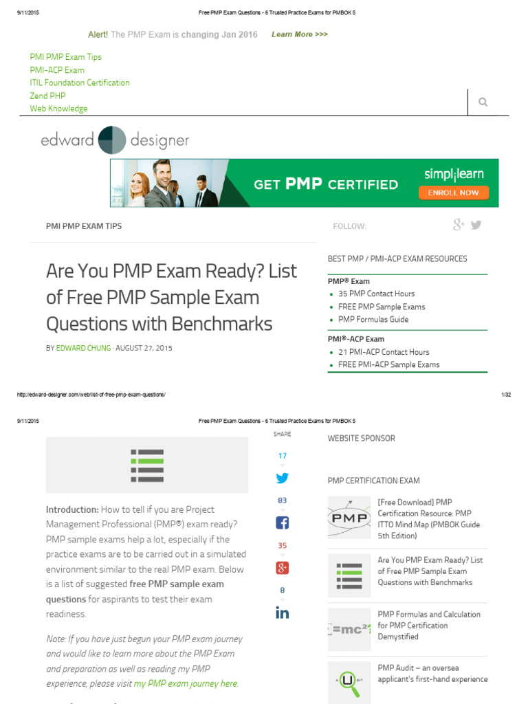 Free PMP Exam Questions - 6 Trusted Practice Exams For PMBOK 5 | PDF
