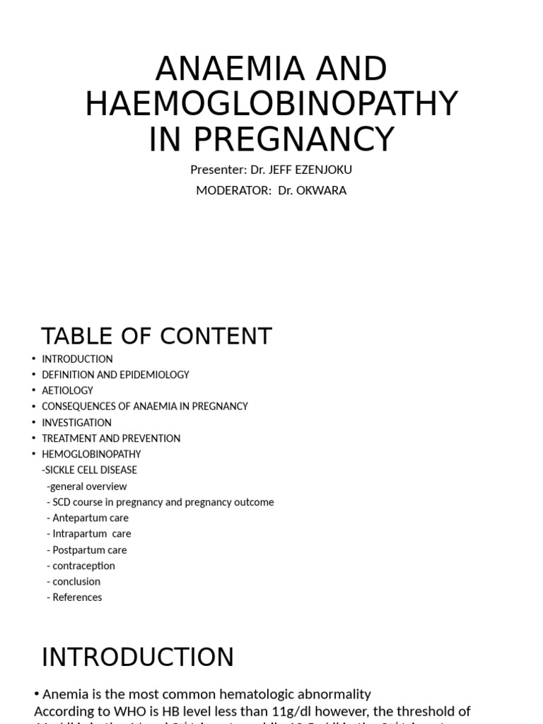 Anaemia and Haemoglobinopathy in Pregnancy | PDF