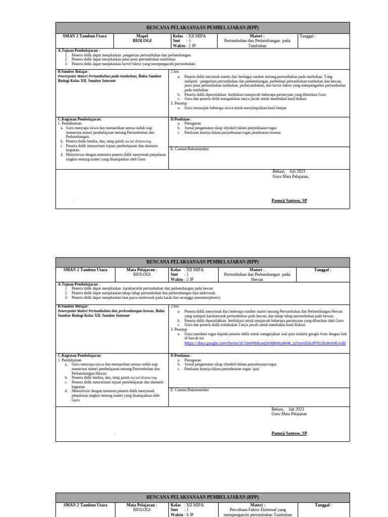 RPP Kelas XII 2023-2024 | PDF