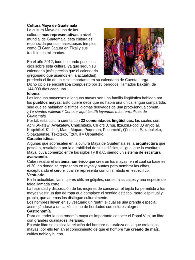 Cultura Maya de Guatemala | PDF