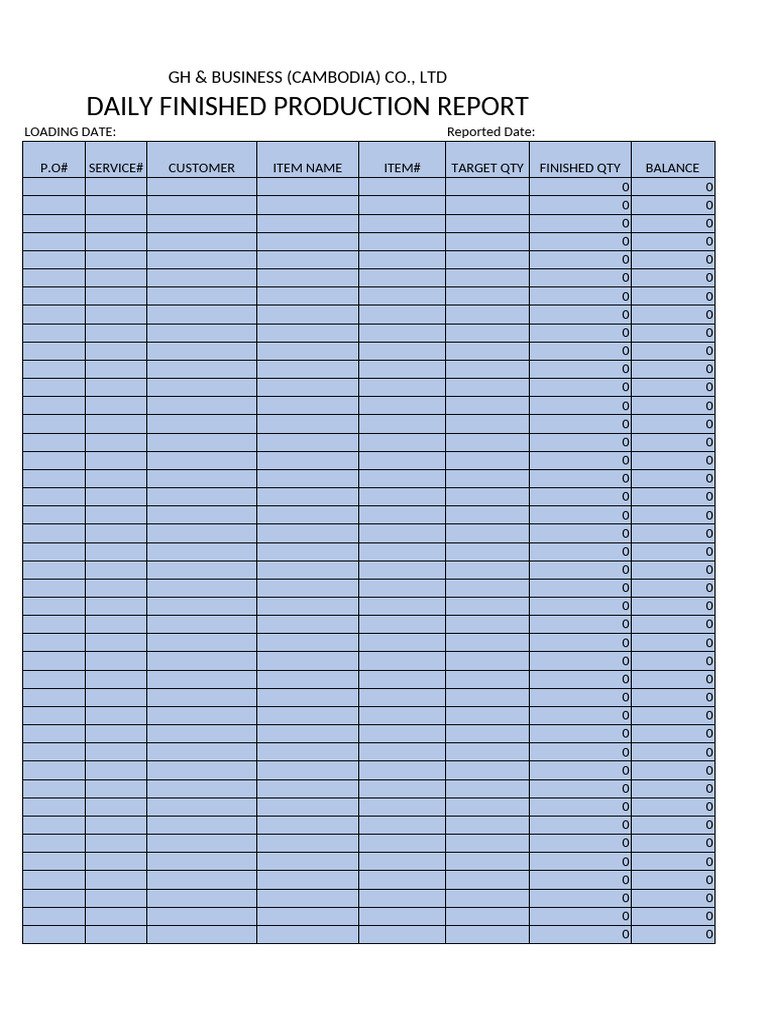 Daily Finished Production Report | PDF
