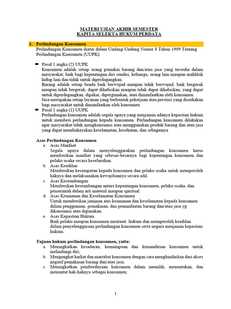 Materi UAS Kapsel Perdata | PDF