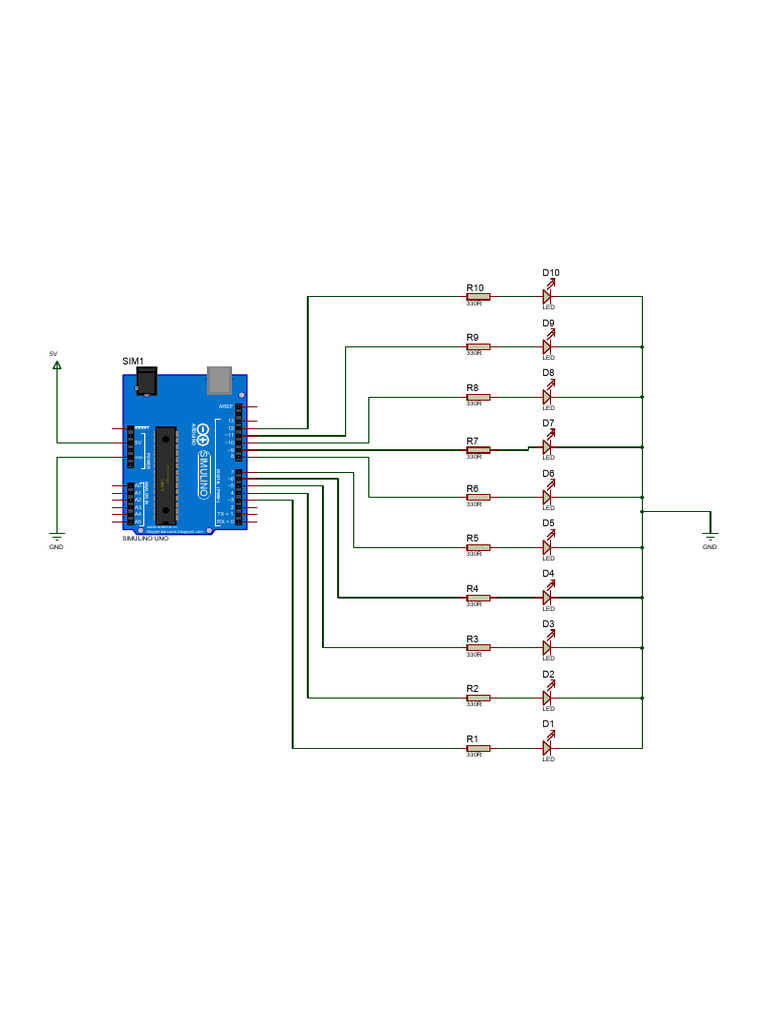 LED Chaser or Pattern Circuit Using Arduino UNO - Circuit Diagram by Encode AND Decode | PDF