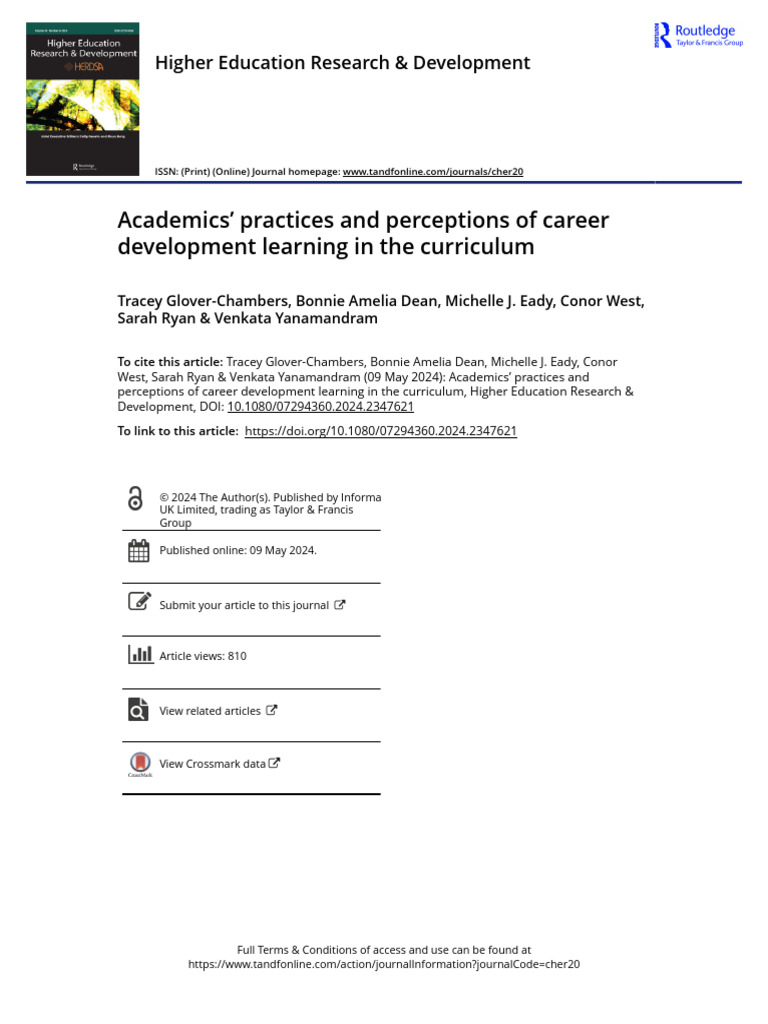 Academics Practices and Perceptions of Career Development Learning in ...