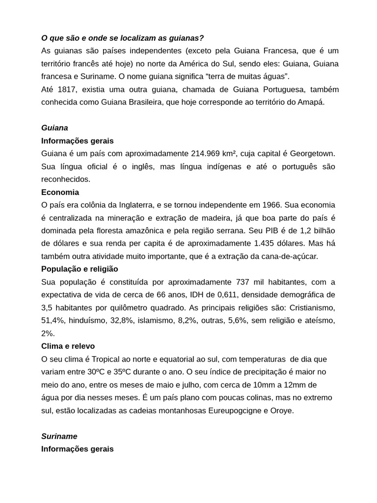 Guianas | PDF