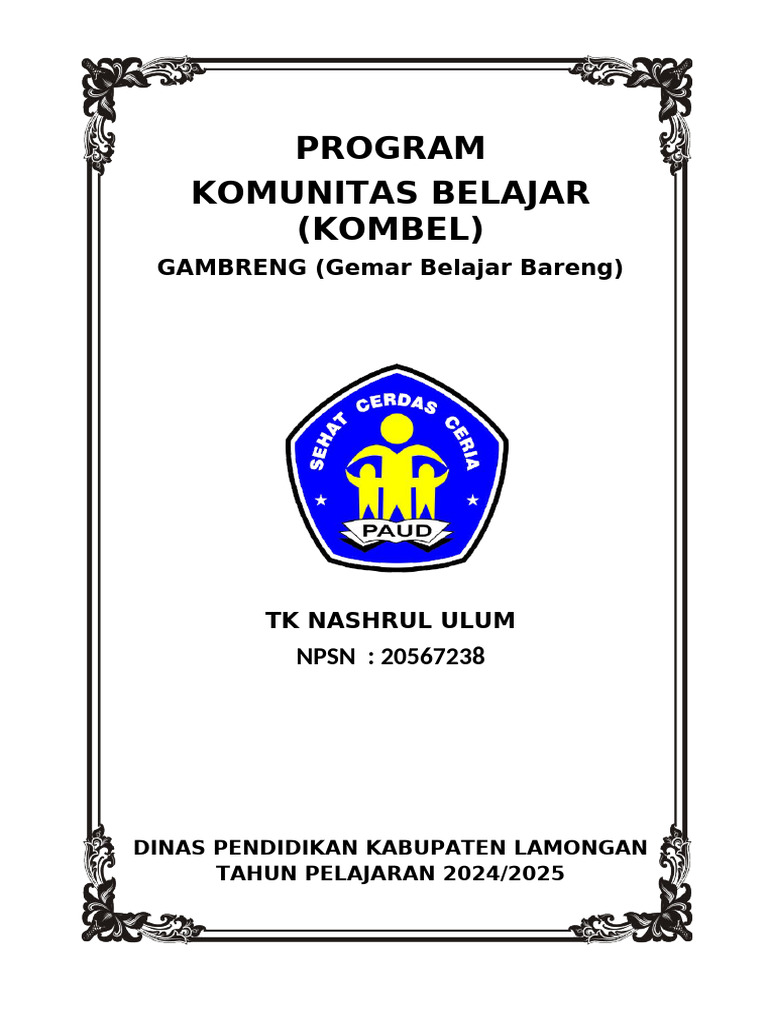 Program Kombel Gambreng TK Nashrul Ulum 2024-2025 | PDF