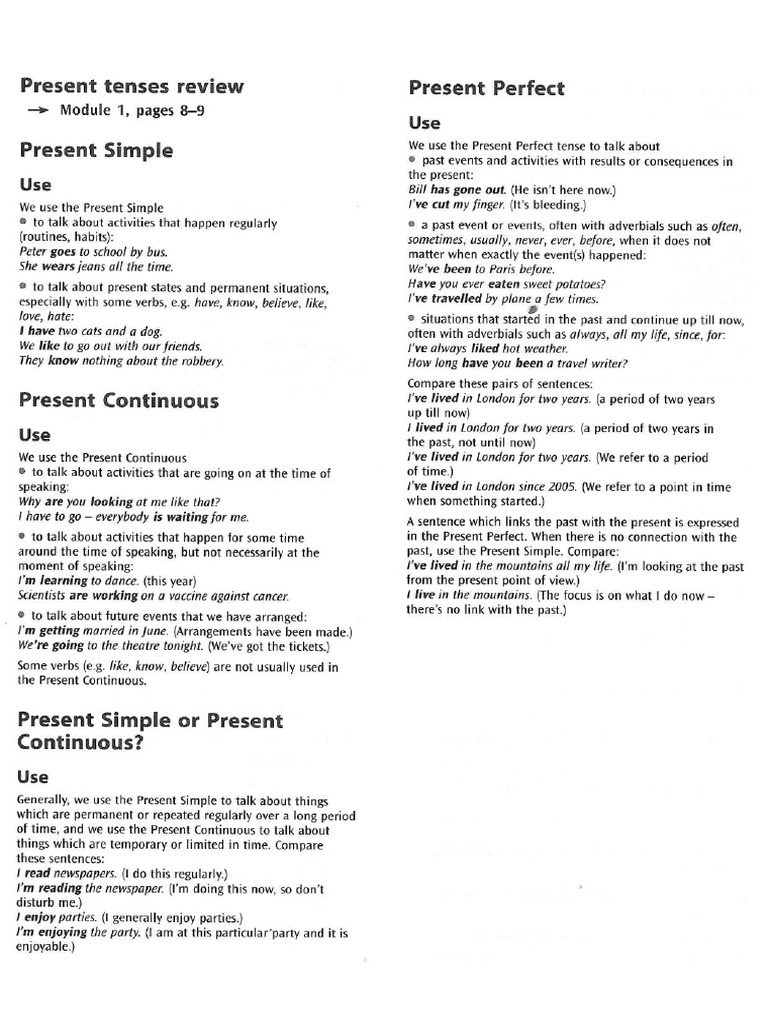 Present Tenses | PDF