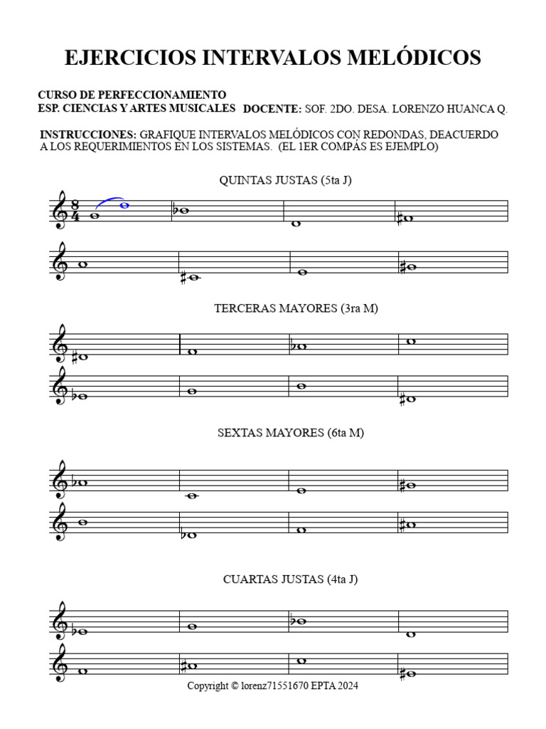 Ejercicios Intervalos Melódicos | PDF