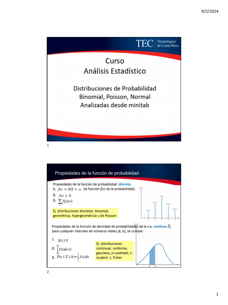 Binomial Poisson Normal Minitab Clase | PDF