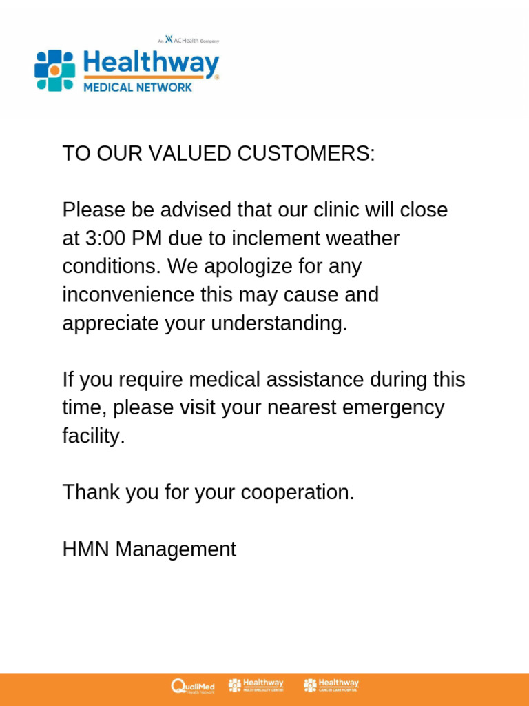 Notice On Clinic Closure | PDF