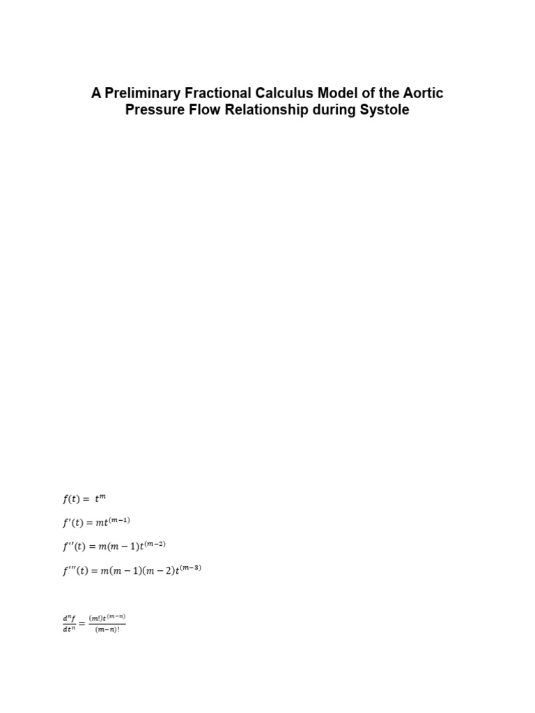 A Preliminary Fractional Calculus Model Of The Aortic Pressure Flow Relationship During Systole
