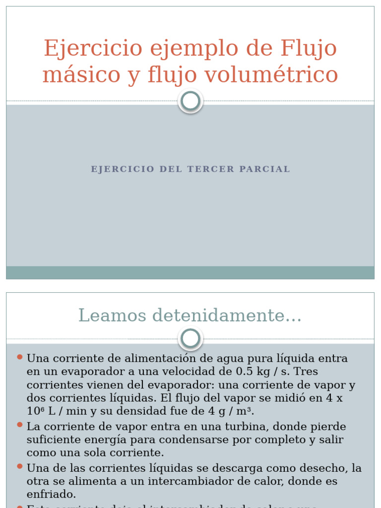 Ejercicio Ejemplo de Flujo Másico y Flujo Volumétrico (2) | PDF