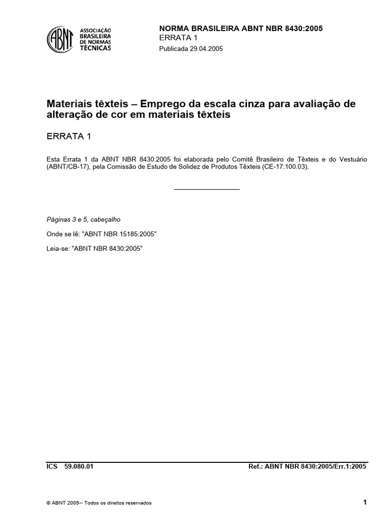 NBR 8430 - Errata | PDF