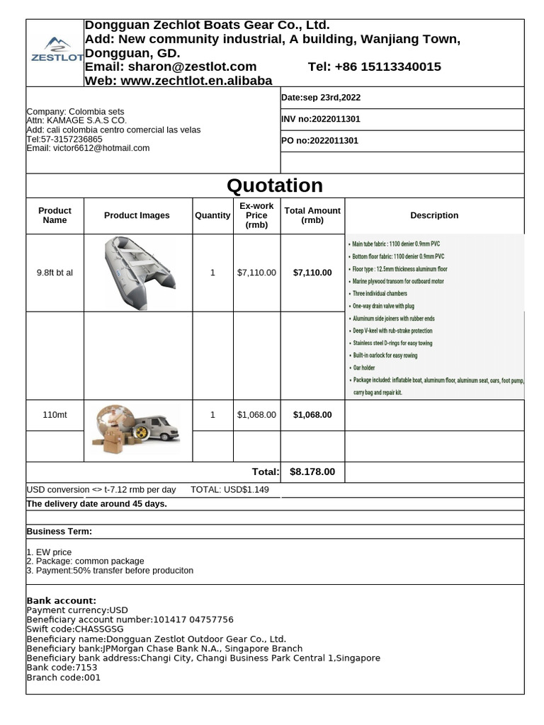 INVoiCE Boat Spot Kamage | PDF