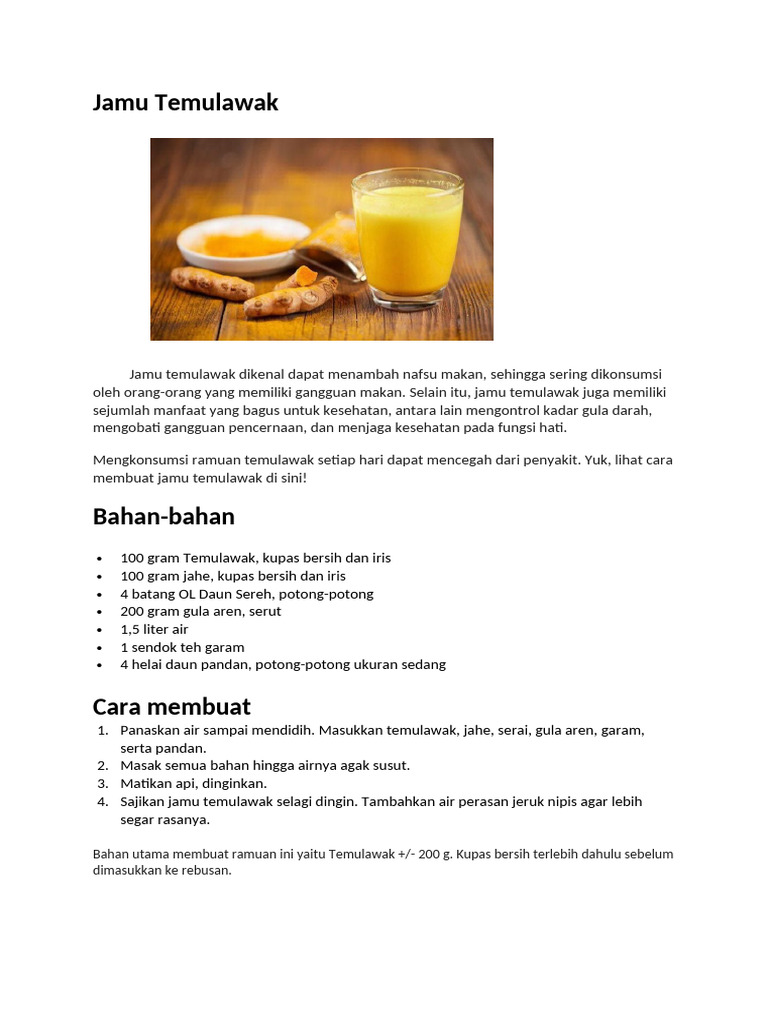 Jamu Temulawak | PDF