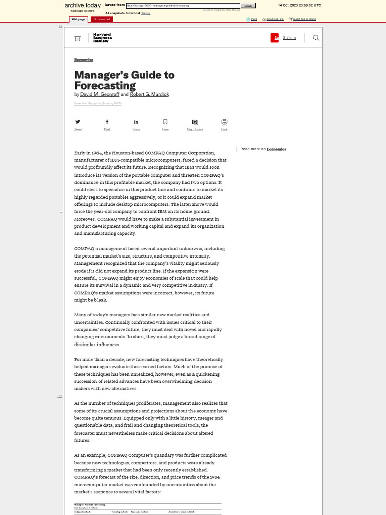 Manager's Guide To Forecasting | PDF | Forecasting | Business