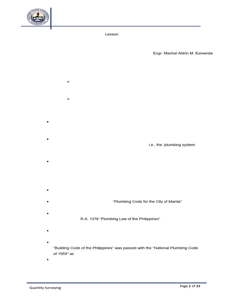 Lesson 6 Plumbing | PDF