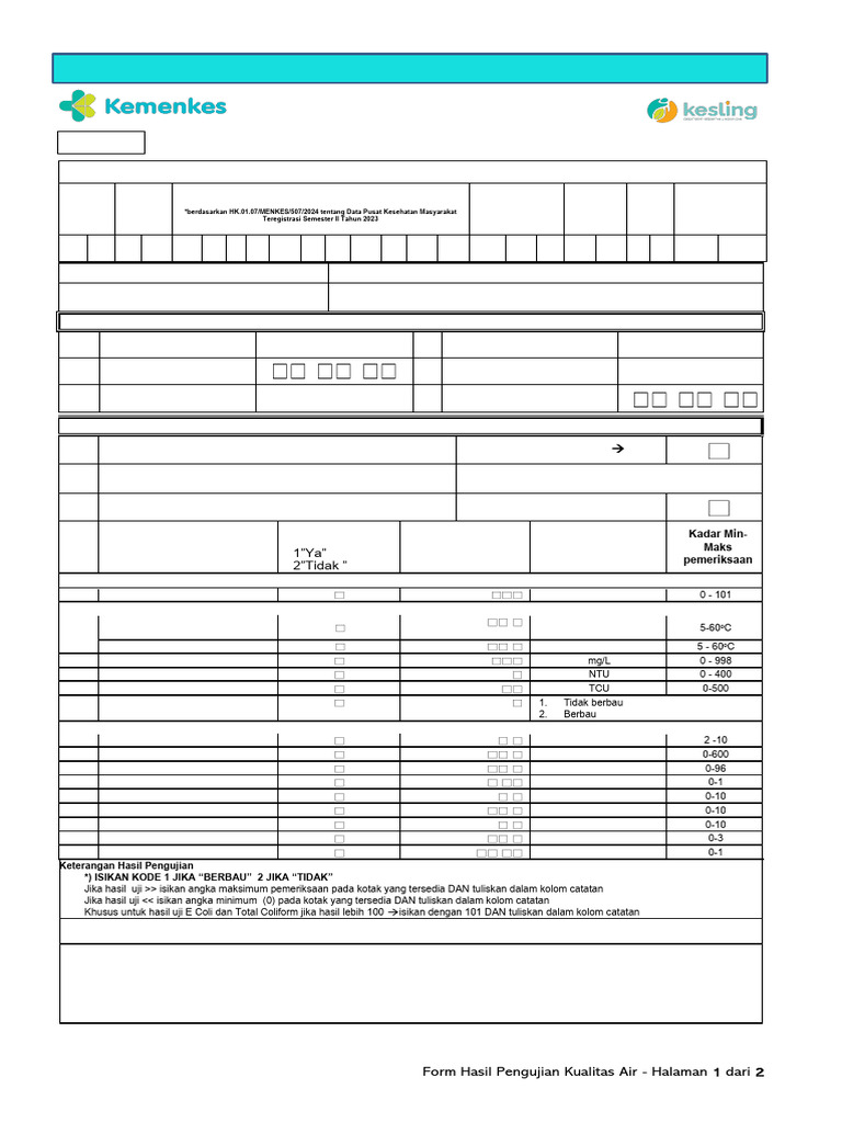 05 LAMPIRAN 5. FORM Hasil Pengujian Sampel Air FIX 30072024 | PDF