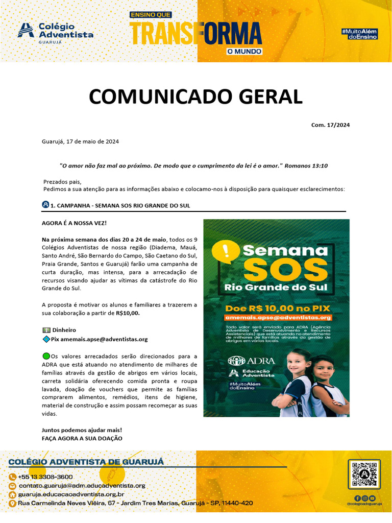 Comunicado Geral | PDF