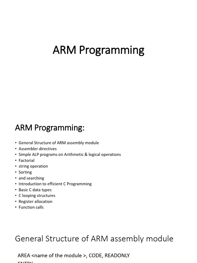 Module 4 - General Structure of ARM Assembly Module | PDF