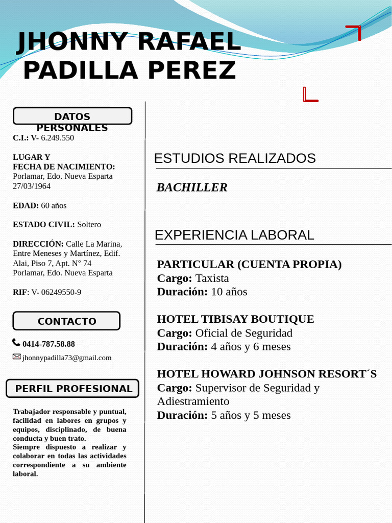 Curriculum Vitae JHONNY RAFAEL PADILLA PEREZ | PDF