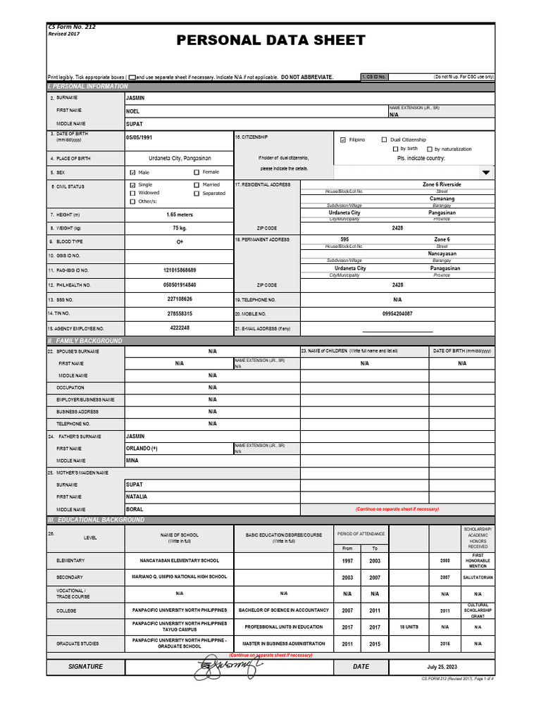 .ArchNoel S. Jasmin PDS 2023 | PDF